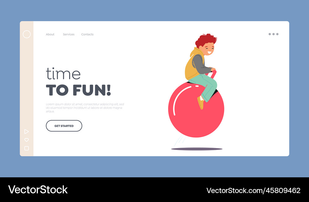 Time to fun landing page template kid jumping Vector Image