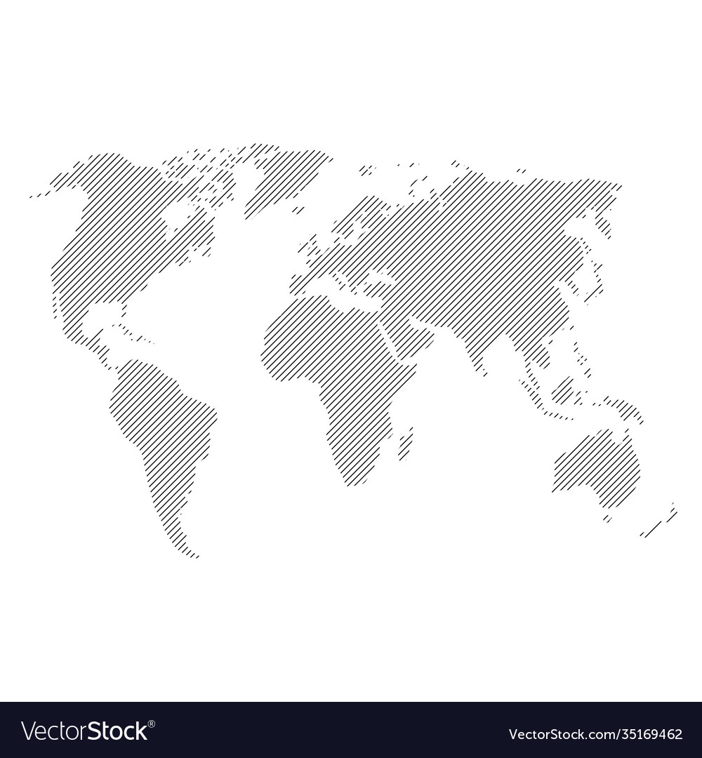 World map from pattern black slanted parallel Vector Image