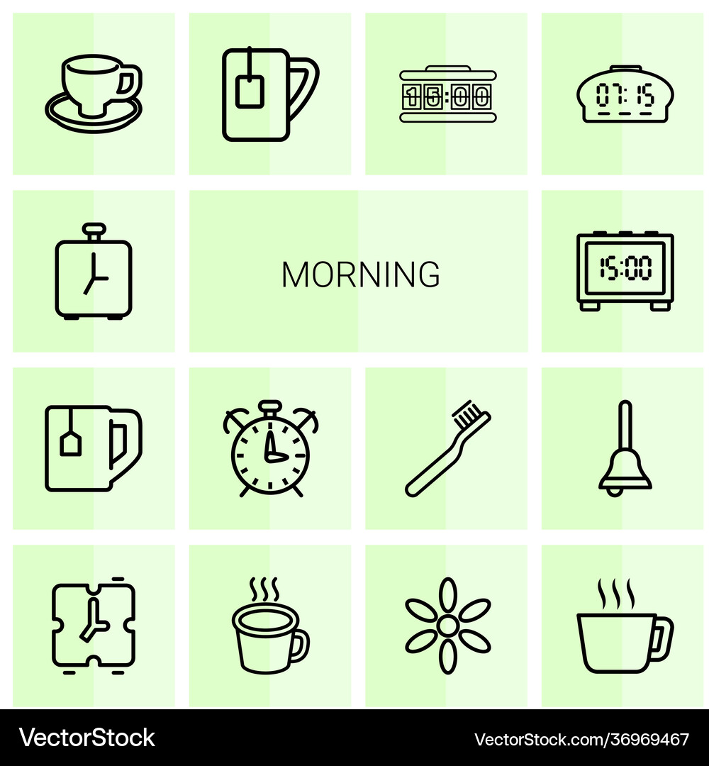 14 morning icons Royalty Free Vector Image - VectorStock