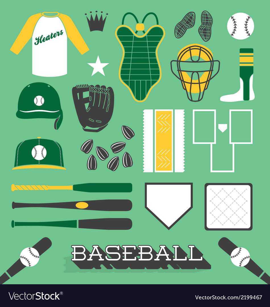 Baseball objects and icons Royalty Free Vector Image