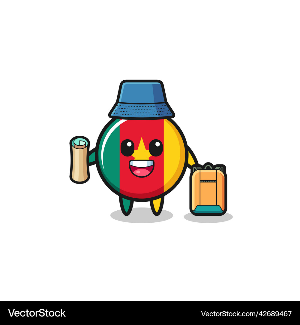 Cameroon flag mascot character as hiker Royalty Free Vector