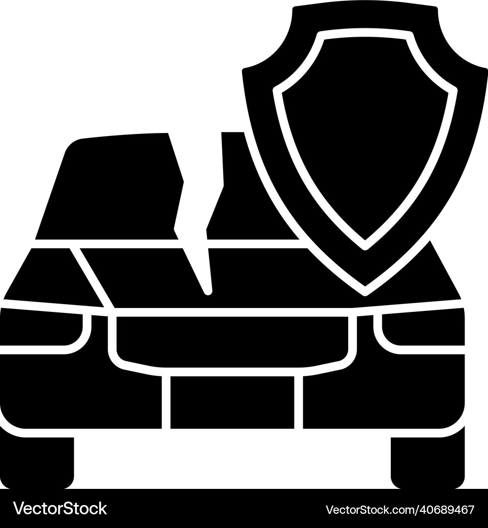 Car damage insurance black glyph icon Royalty Free Vector