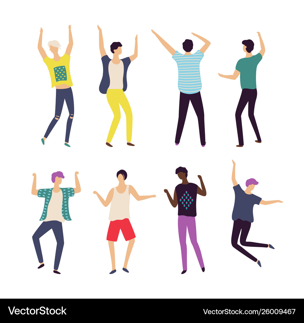 Dancer boy set male moving bachelor party Vector Image