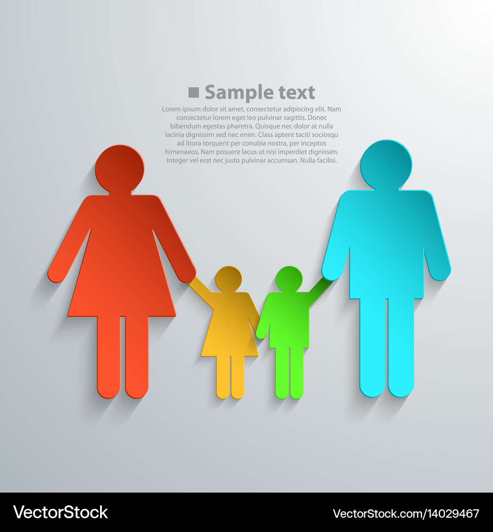 Family silhouettes with shadow Royalty Free Vector Image