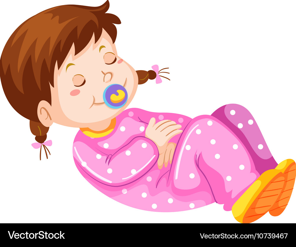 Girl toddler with pacifier napping Royalty Free Vector Image