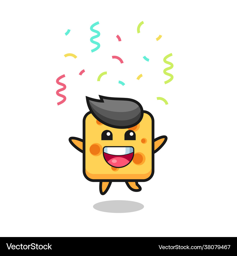 Happy cheese mascot jumping for congratulation Vector Image