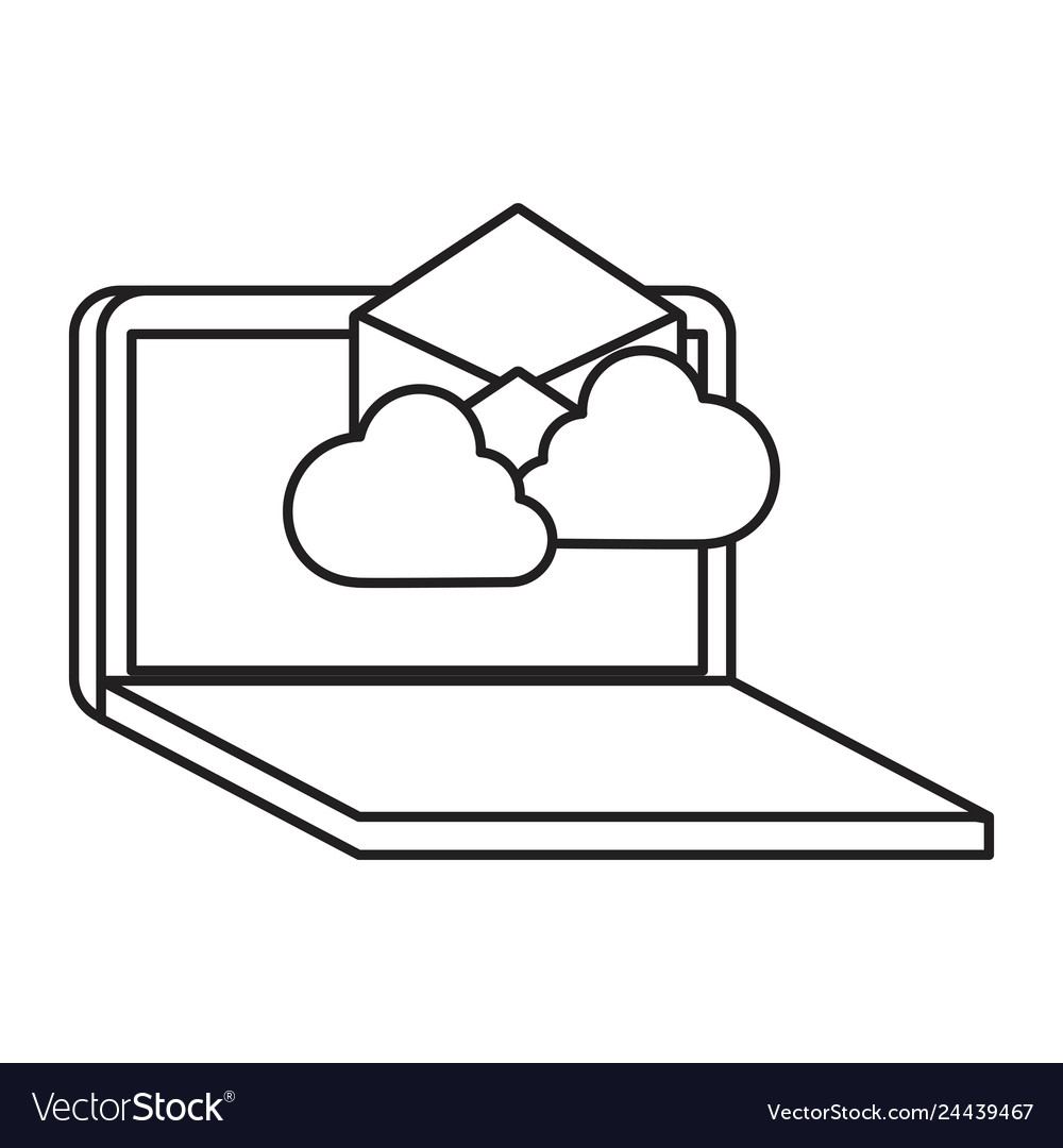 Laptop email cloud computing on white background Vector Image