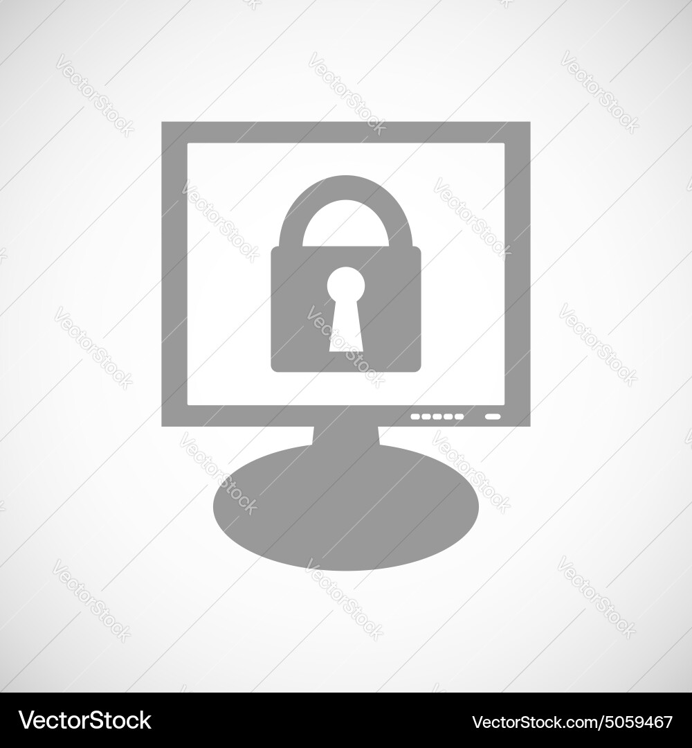 Locked grey monitor icon Royalty Free Vector Image