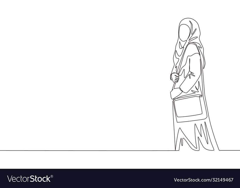 One continuous line drawing young pretty Vector Image