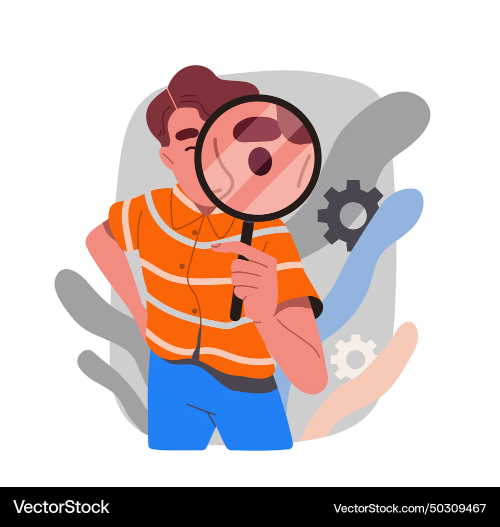 Person holding magnifying glass Royalty Free Vector Image