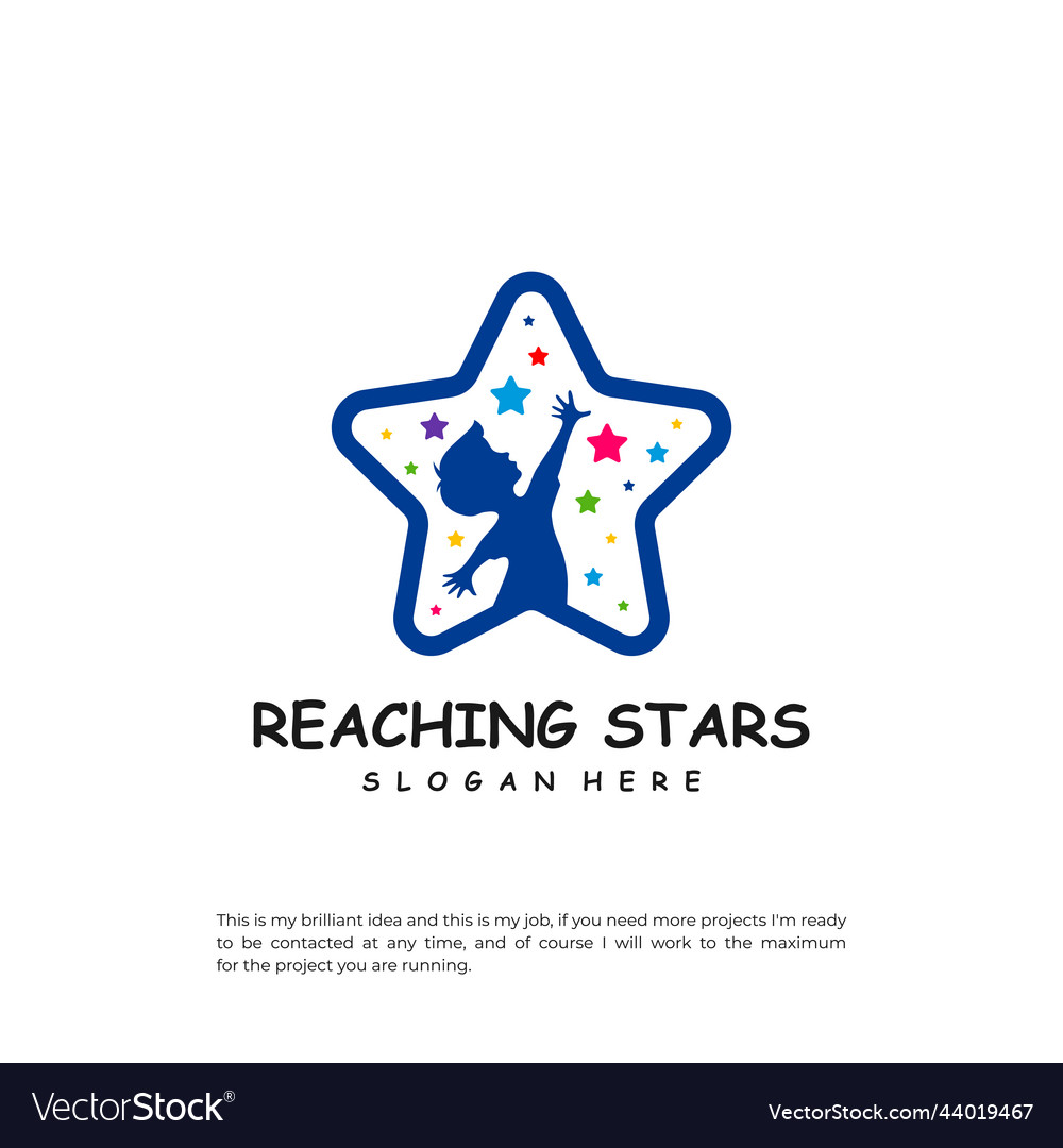 Reaching stars logo design template dream star Vector Image
