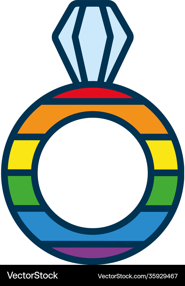Ring married with lgtbi flag flat style icon Vector Image