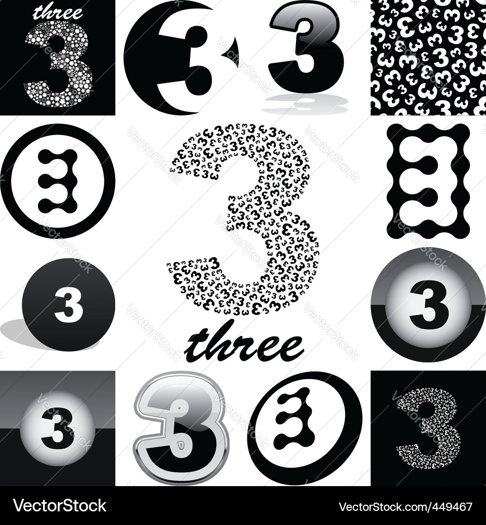 Three Royalty Free Vector Image - VectorStock