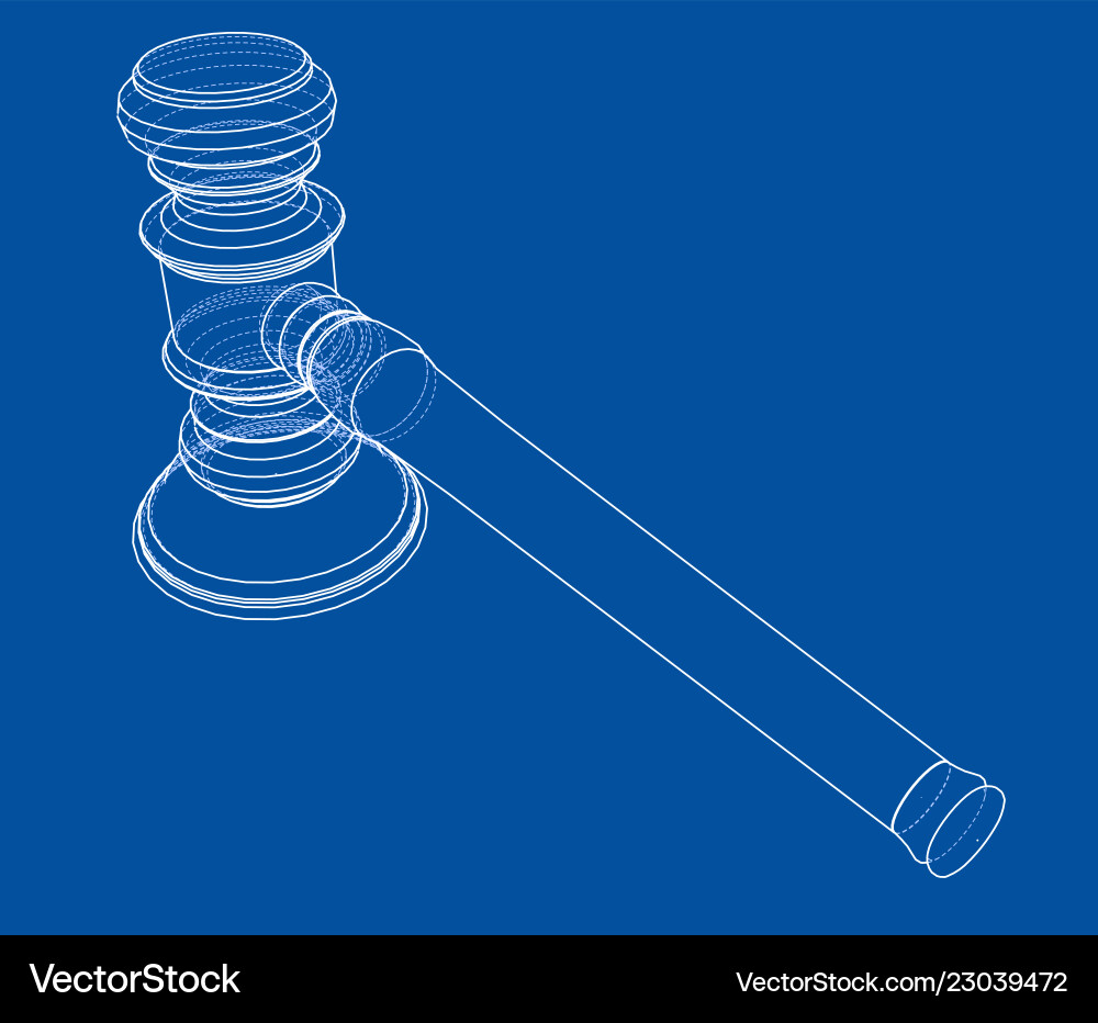 3d outline gavel rendering of Royalty Free Vector Image