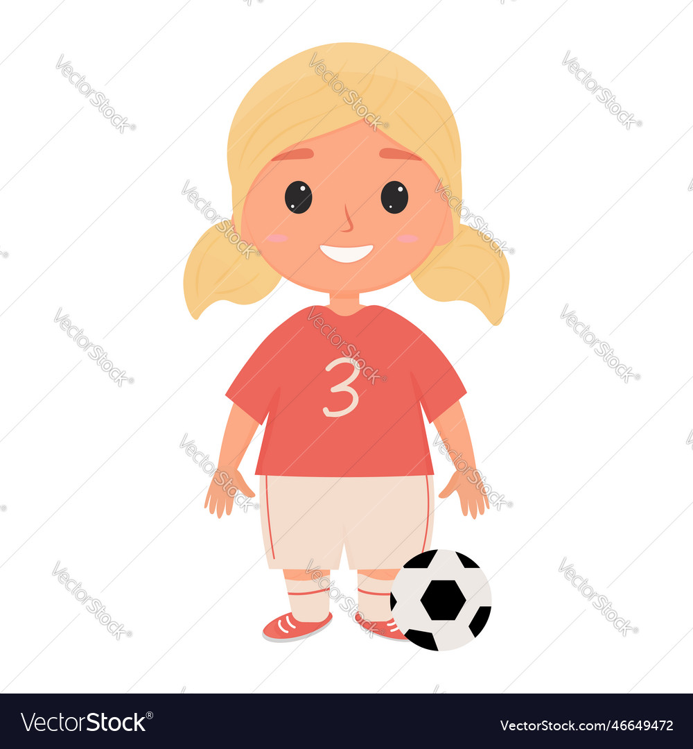 A cute little girl in sports uniform Royalty Free Vector