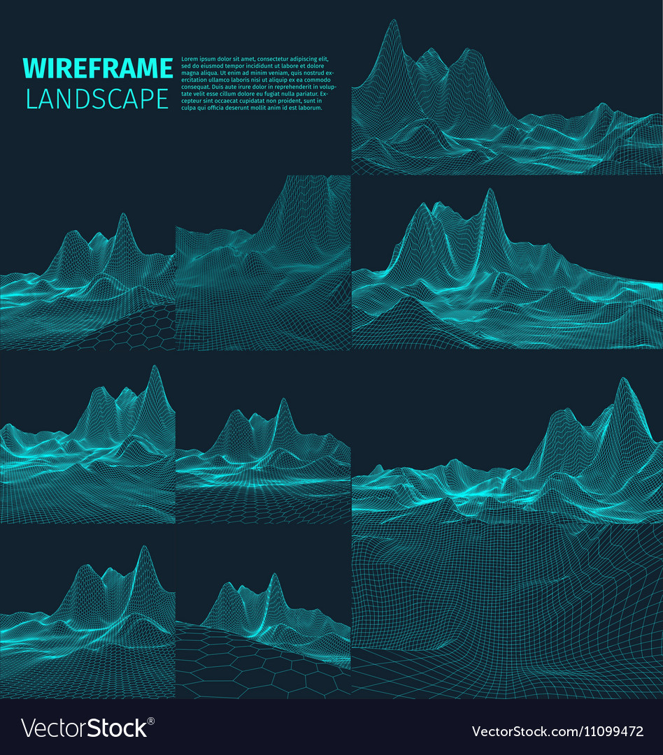 Abstract Wireframe Landscape Background Royalty Free Vector