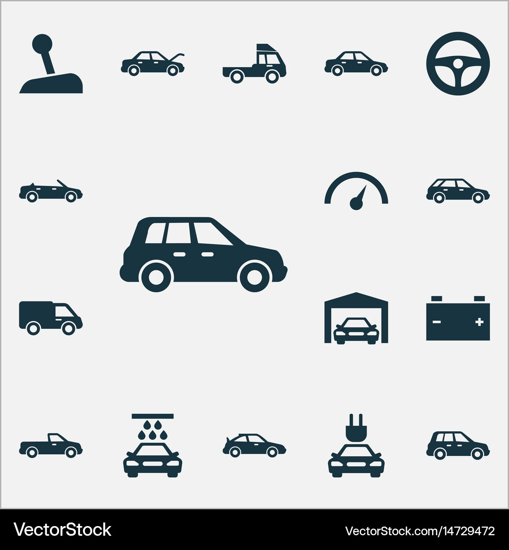 Auto icons set collection stick convertible Vector Image