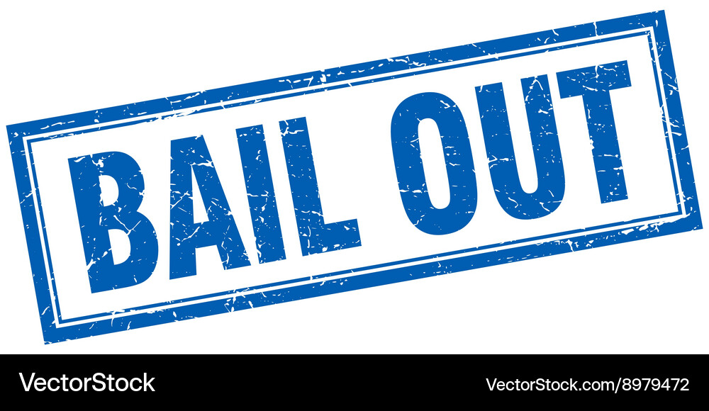 Bail out blue square grunge stamp on white Vector Image