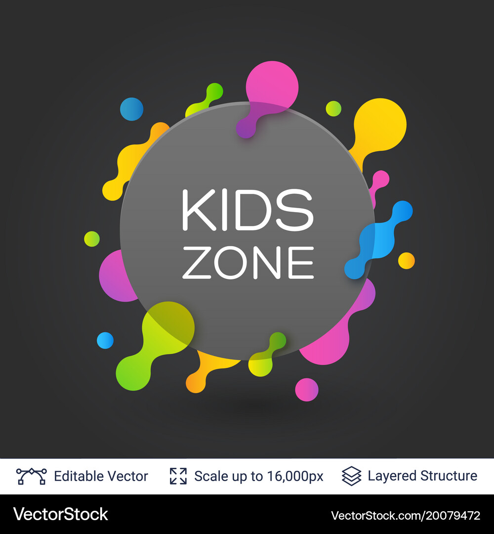 Black badge kids zone sticker Royalty Free Vector Image