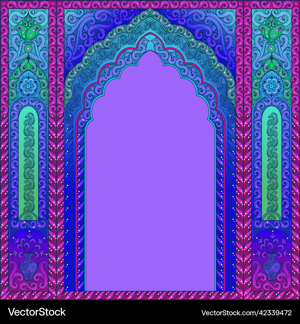 Eastern ornamented arch well-detailed text frame Vector Image