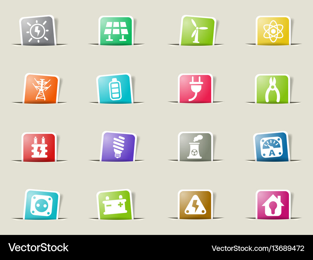 Electricity icon set Royalty Free Vector Image