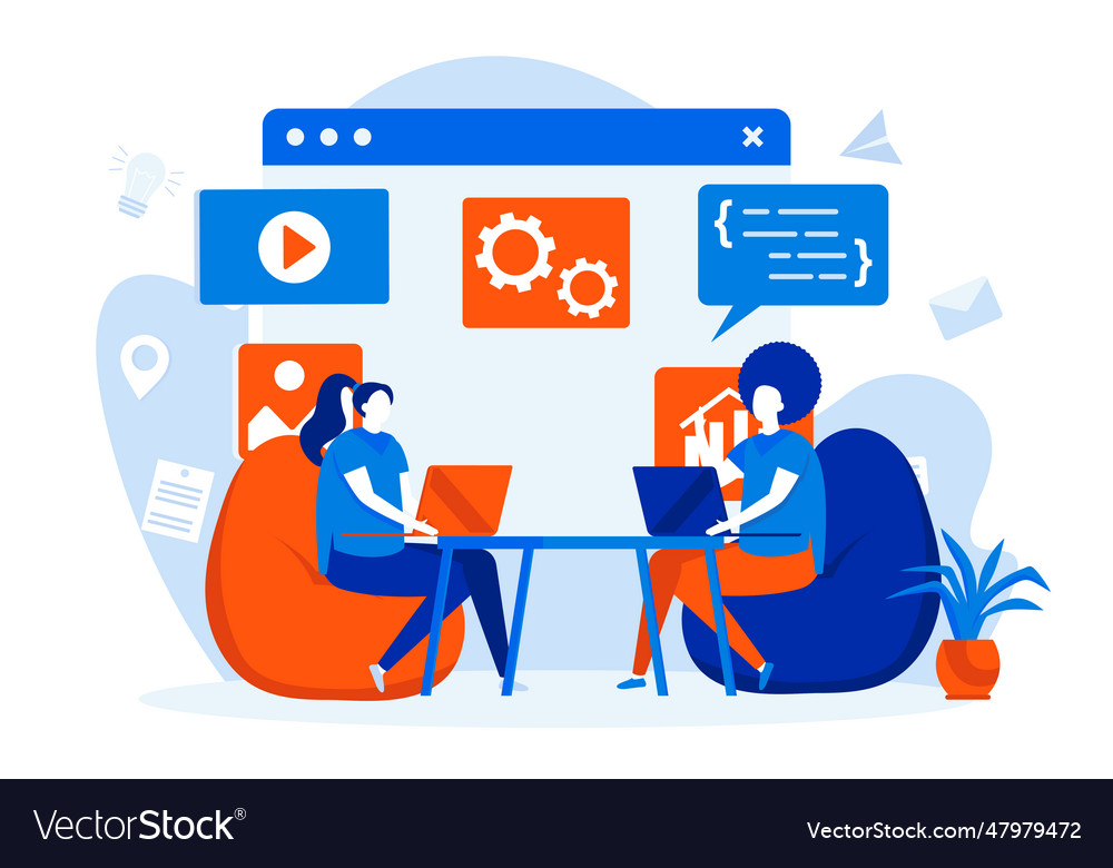 Freelance work web concept with people characters Vector Image Freelance work web concept with people characters Vector Image