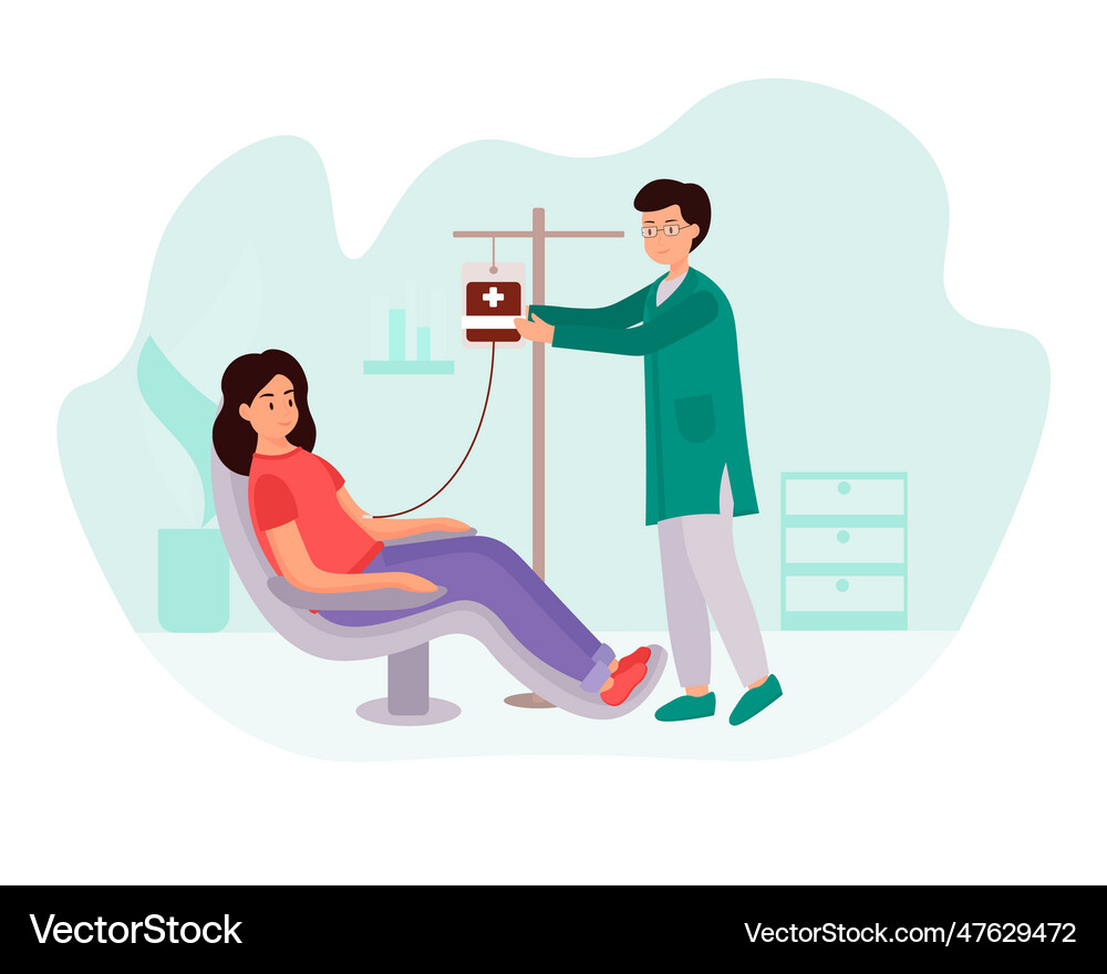 Girl gets blood transfusion Royalty Free Vector Image
