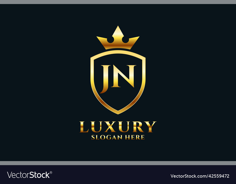 Initial jn elegant luxury monogram logo or badge Vector Image