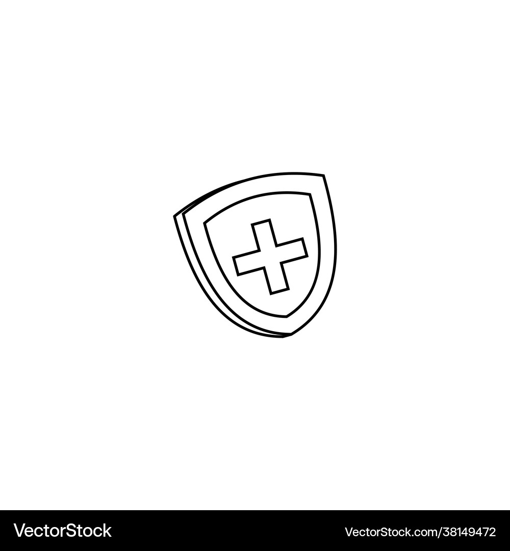 Medical shield icon line art style Royalty Free Vector Image
