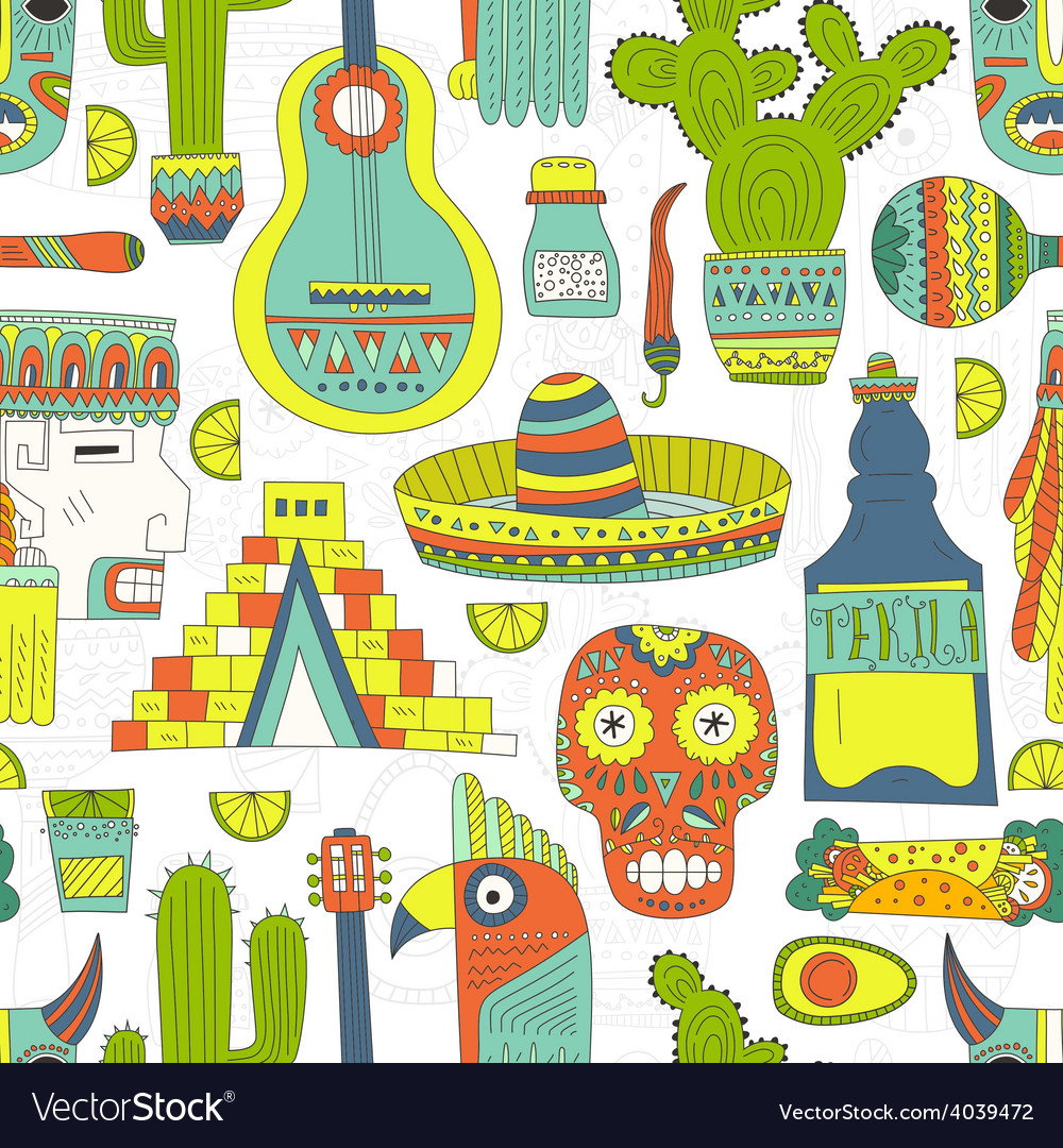 Mexico seamless pattern Royalty Free Vector Image