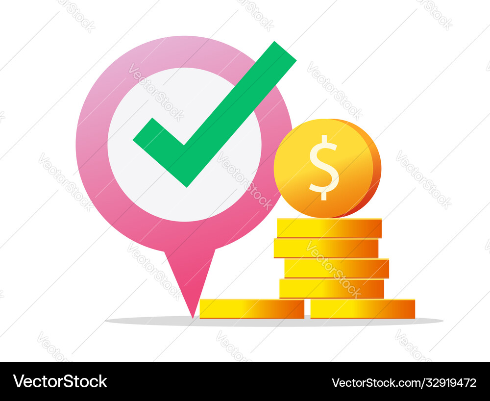 Money pin pointer marker as cash location Vector Image