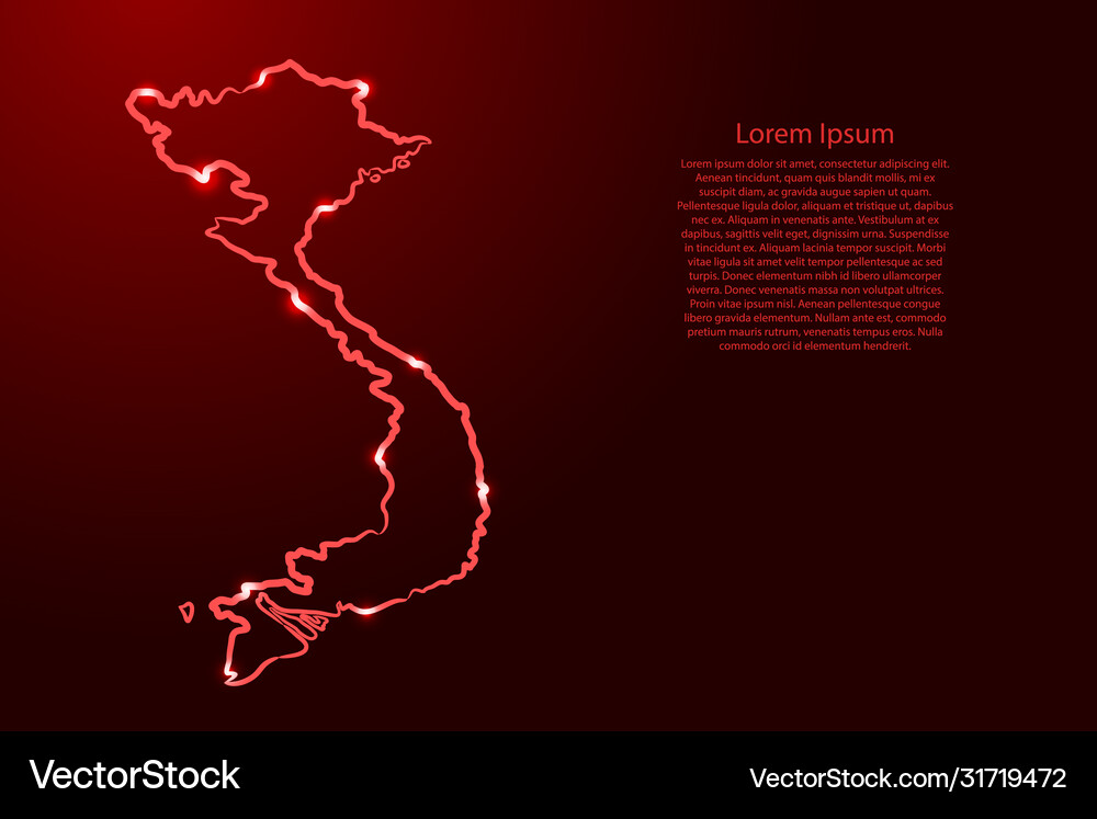 Vietnam map from contour red brush lines Vector Image