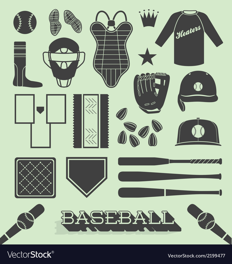 Baseball objects and icons Royalty Free Vector Image