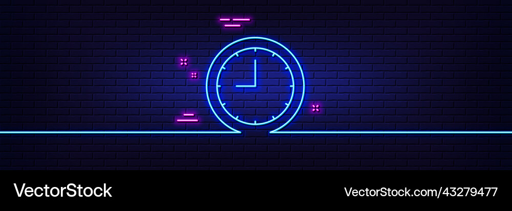 Clock line icon time or watch sign neon light Vector Image