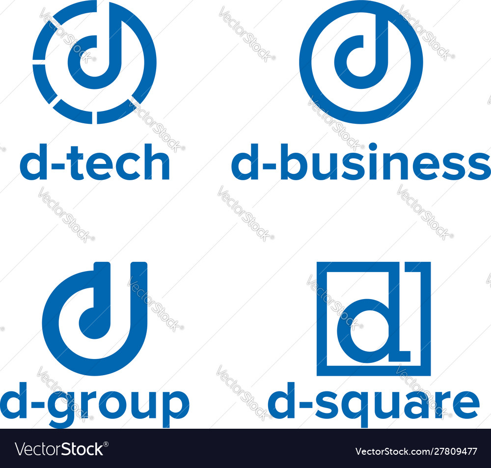D initial tech logo set cool wire Royalty Free Vector Image
