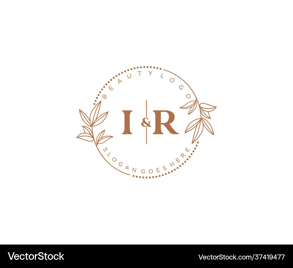 Initial ir letters beautiful floral feminine Vector Image