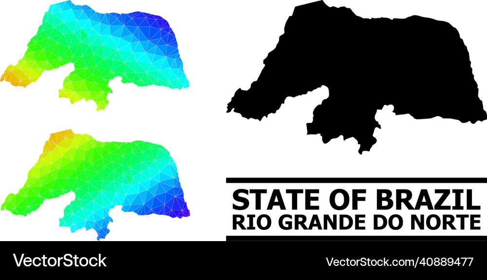 Lowpoly spectral colored map of rio grande do Vector Image