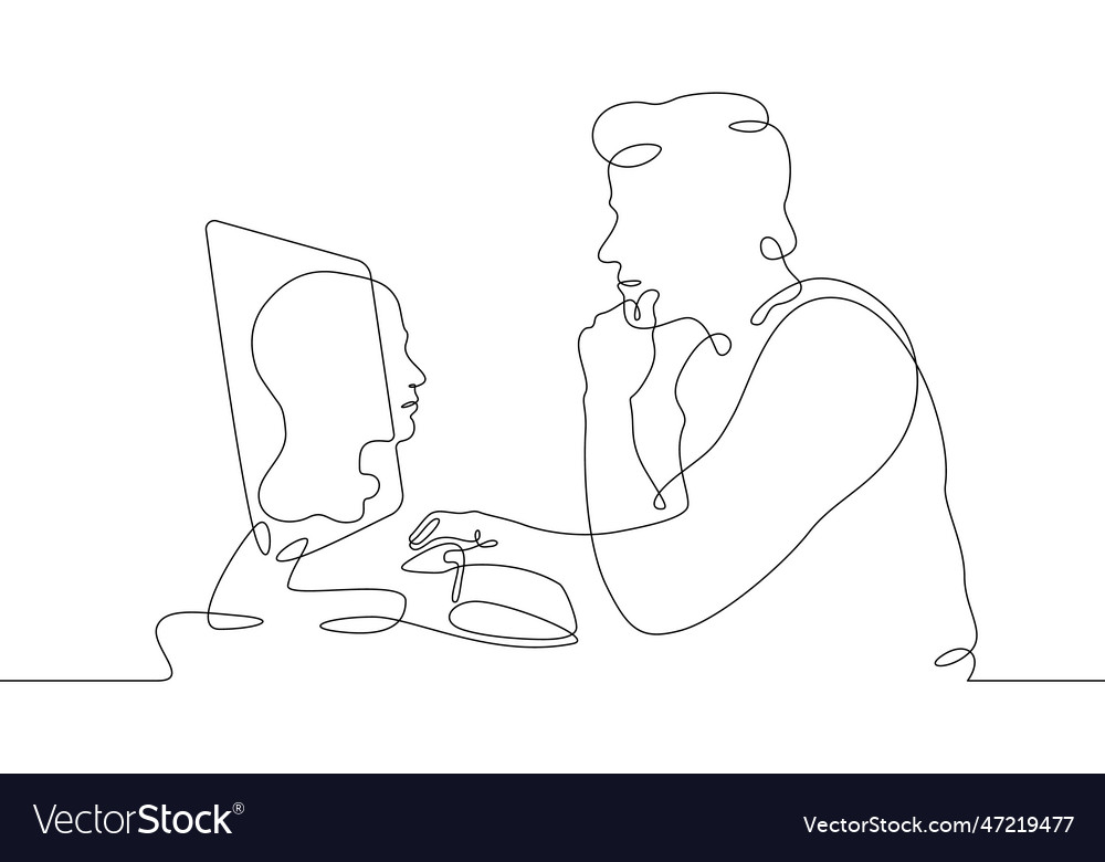 Man at the computer 3d modeler at work 3d Vector Image