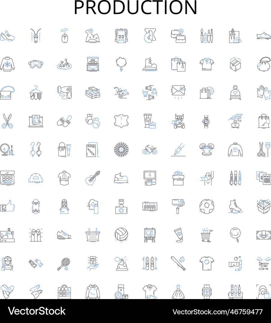 Production outline icons collection Royalty Free Vector