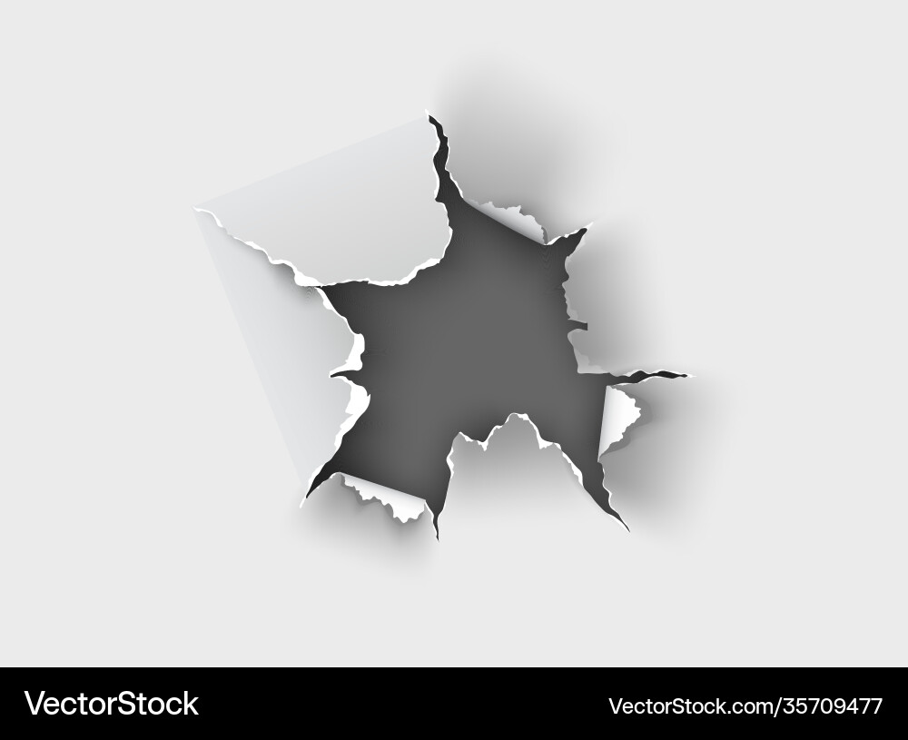 Ragged hole torn in ripped paper on background Vector Image