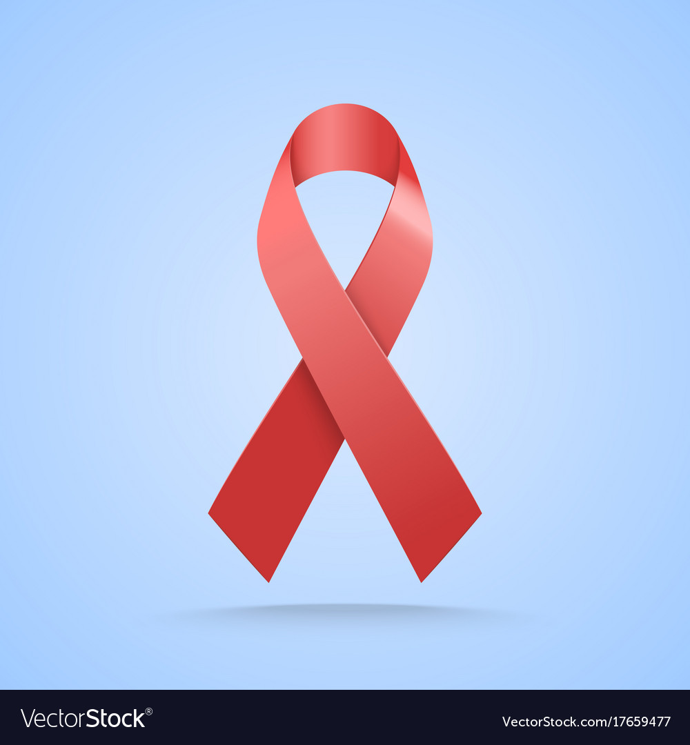 Realistic red ribbon world aids day symbol Vector Image