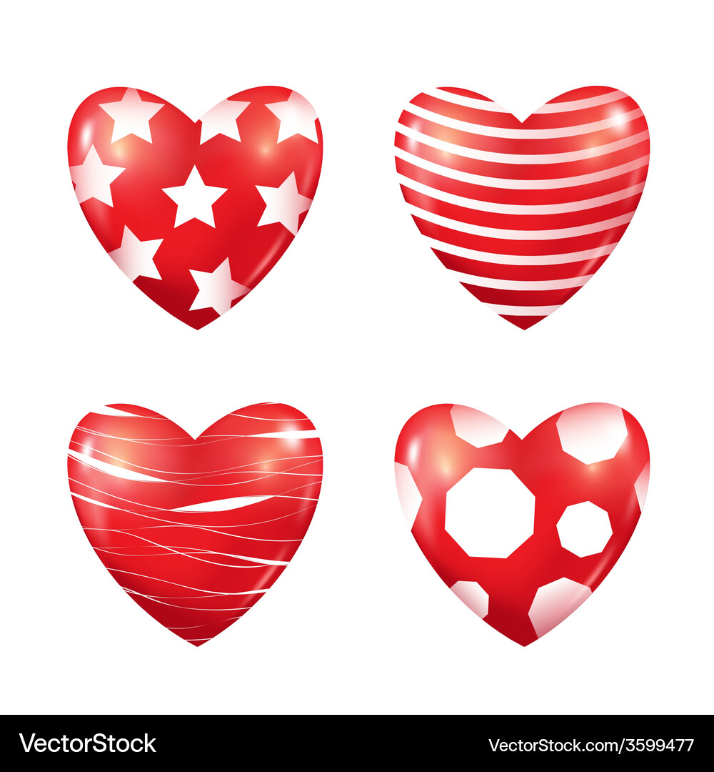 Set of red hearts Royalty Free Vector Image - VectorStock
