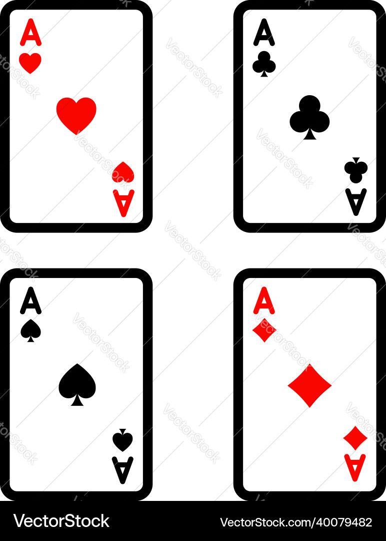 Ace playing cards icon set Royalty Free Vector Image