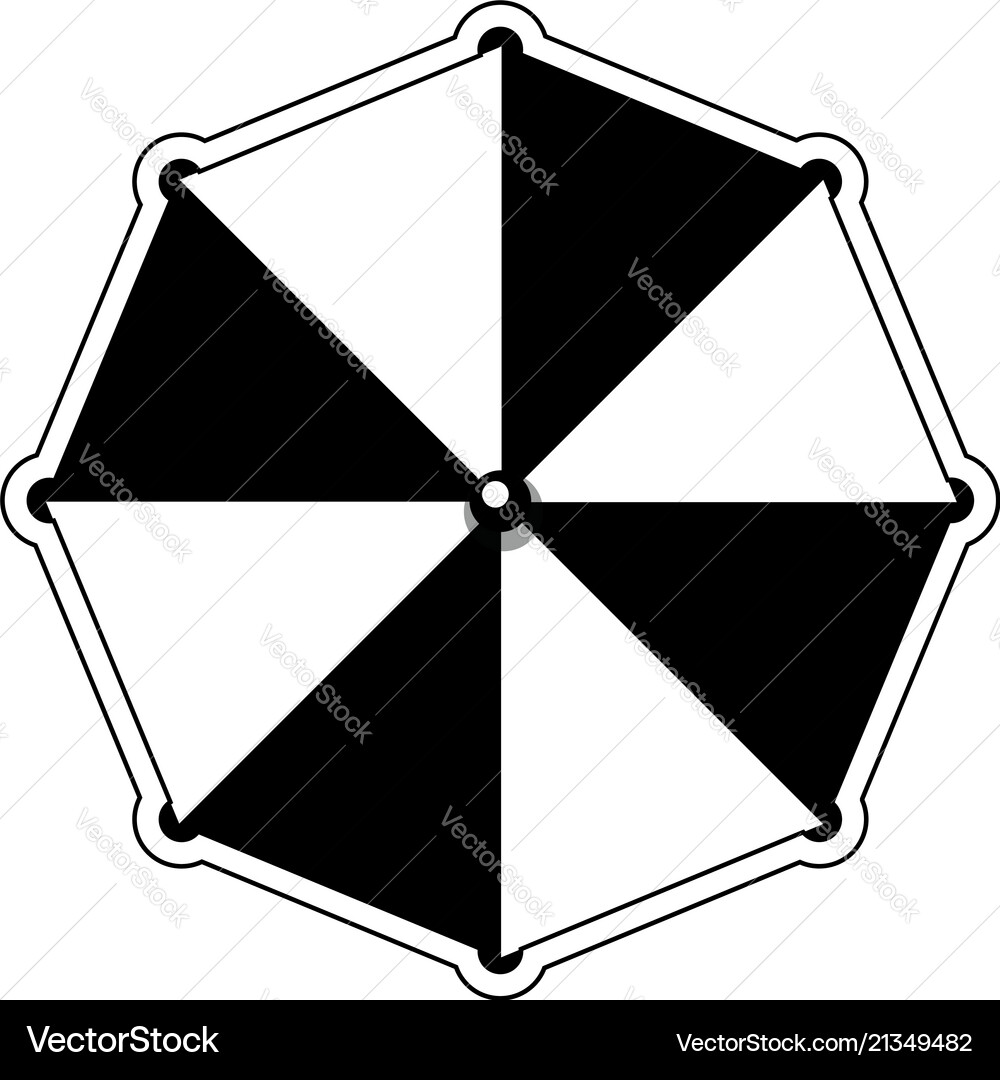 Beach striped umbrella top view icon isolated Vector Image