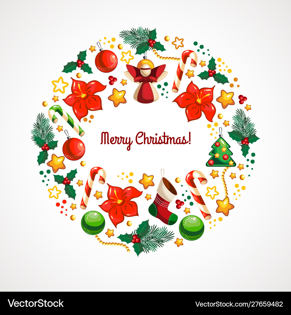 Christmas card with circle ornament Royalty Free Vector