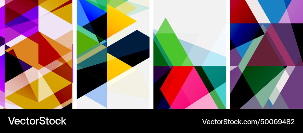 Colorful bright triangles with various colors and Vector Image