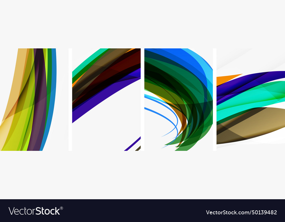 Colorful wave lines poster set for wallpaper Vector Image