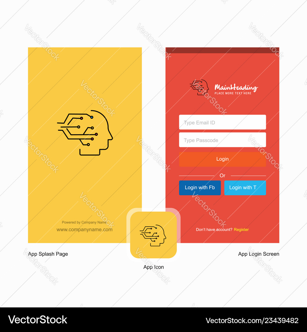 Company robotics splash screen and login page Vector Image