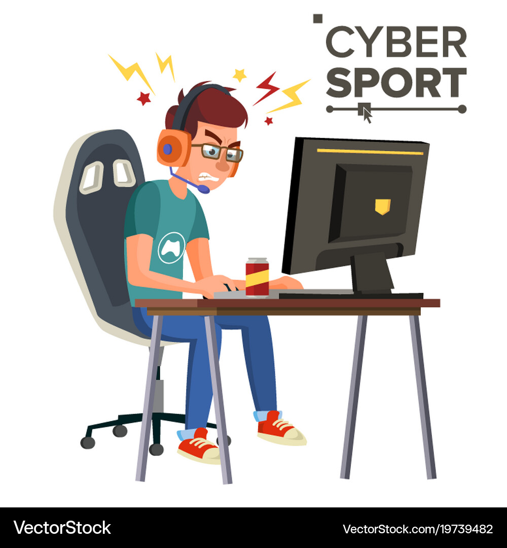 Cyber sport player professional gaming Royalty Free Vector