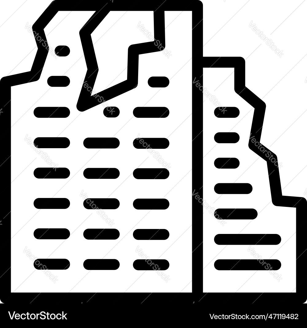 Destroyed building icon outline war room Vector Image
